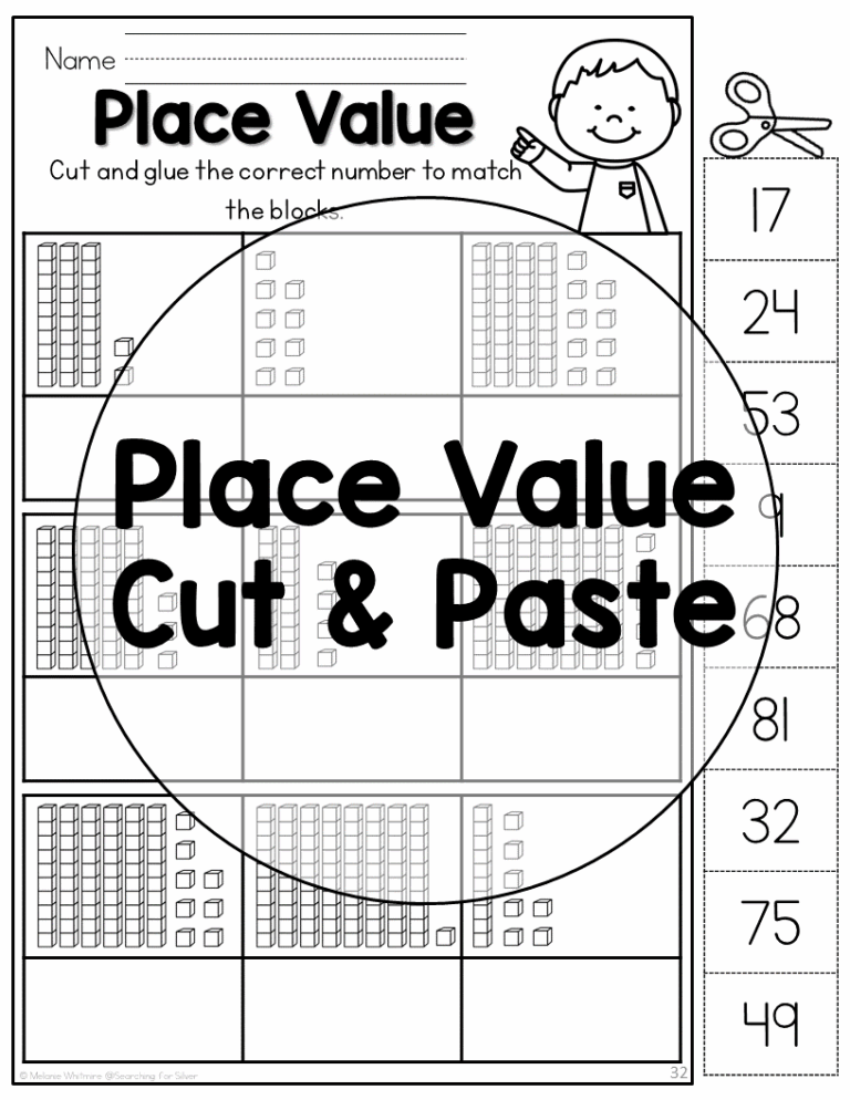 Cut And Paste Place Value Worksheets - PlaceValueWorksheet.com